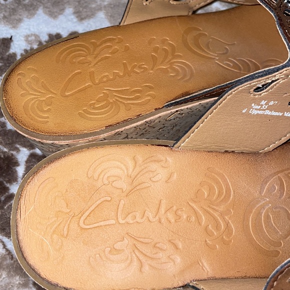 Clarks | Shoes | Clarks Cork Wedge Slides Sandals Flip Flops | Poshmark